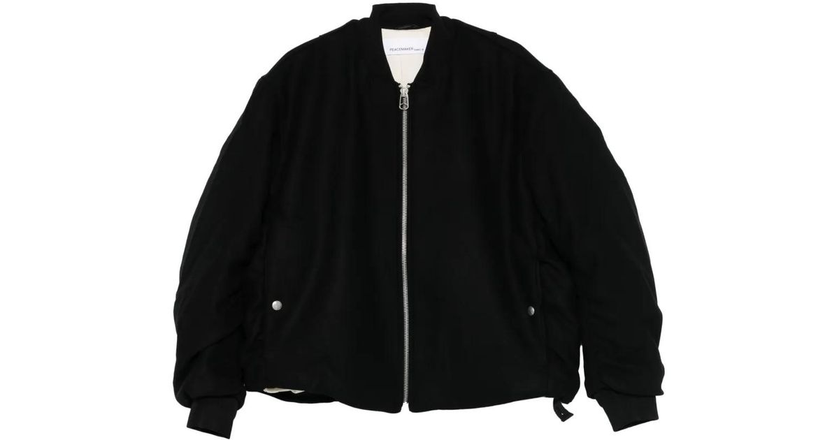Peacemaker Oamc Zip-Up Ruched-Detail Bomber Jacket in Black for Men | Lyst