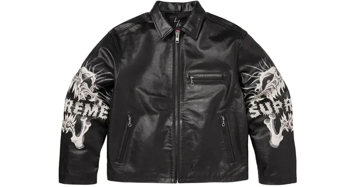 Supreme X Yohji Yamamoto Leather Jacket in Black for Men | Lyst UK