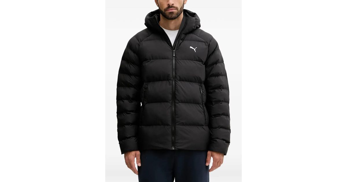 PUMA Hooded Logo Jacket in Black for Men | Lyst UK