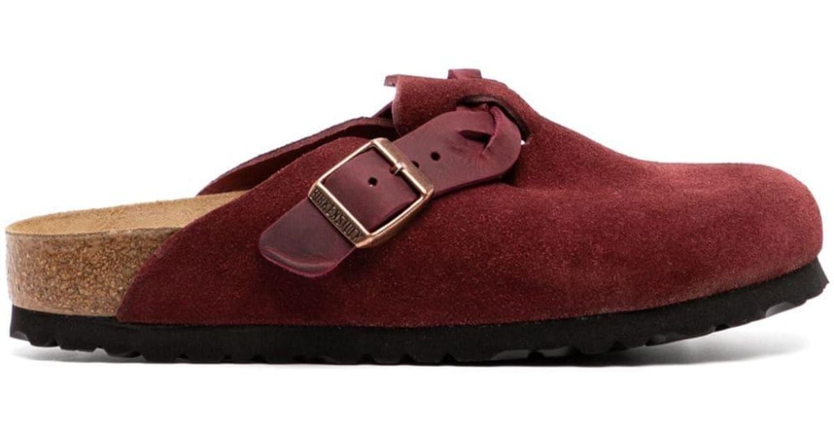 Birkenstock Boston Suede Clogs in Red | Lyst
