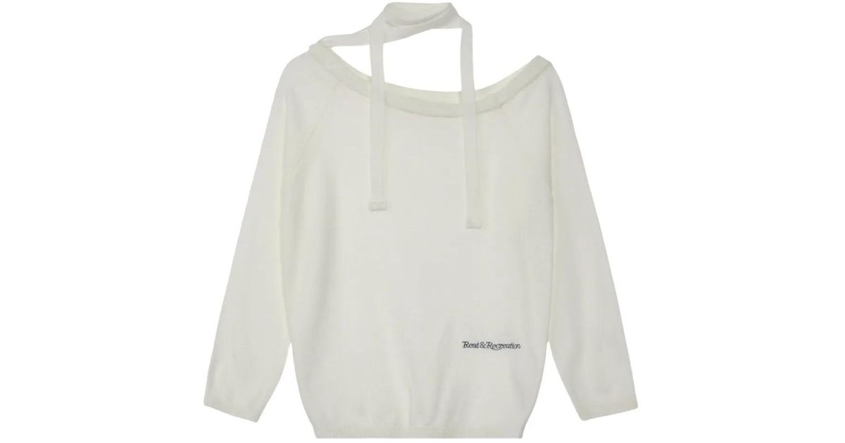 Rest&Recreation One-Shoulder Jumper in White | Lyst UK