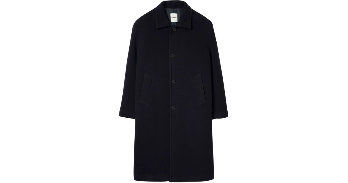 Sandro Button-Fastening Wool Coat in Blue for Men | Lyst UK