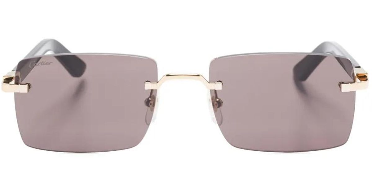 Cartier Rectangle-Frame Sunglasses in Pink | Lyst UK