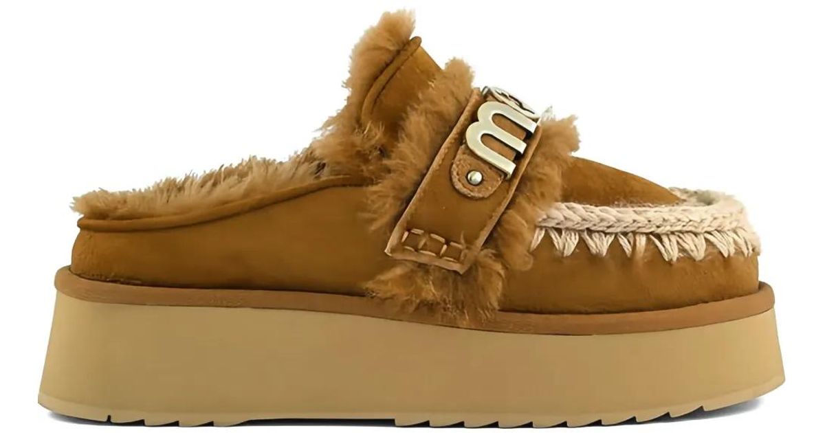Mou 4Mm Platform Letter-Logo Clogs in Brown | Lyst