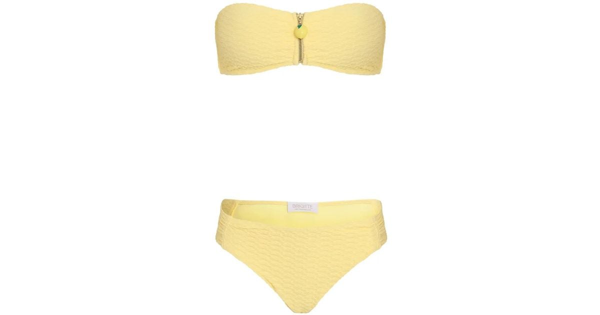Brigitte Bardot Mia Zipped Bikini in Yellow | Lyst UK