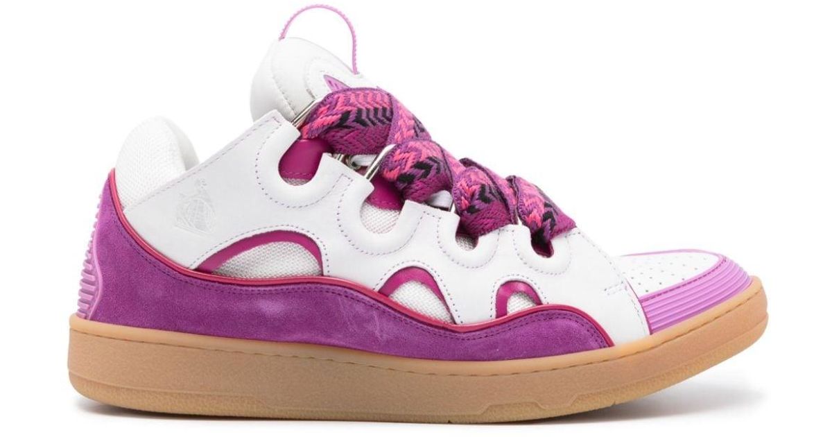 Lanvin Curb Lace-up Sneakers in Pink | Lyst