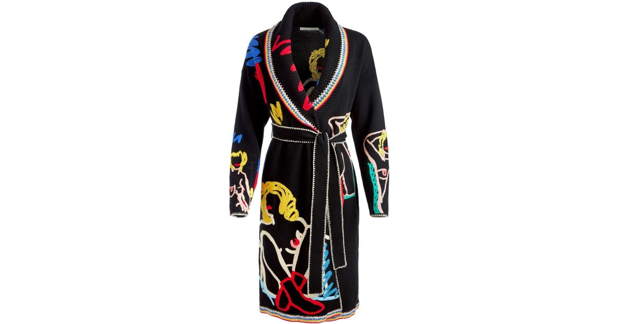 Alice + Olivia Embroidered Wool-Blend Cardi-Coat with Shawl Lapels in ...