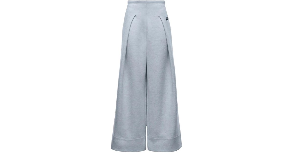 Nike Tech Fleece Pleated High-Rise Trousers in Blue | Lyst