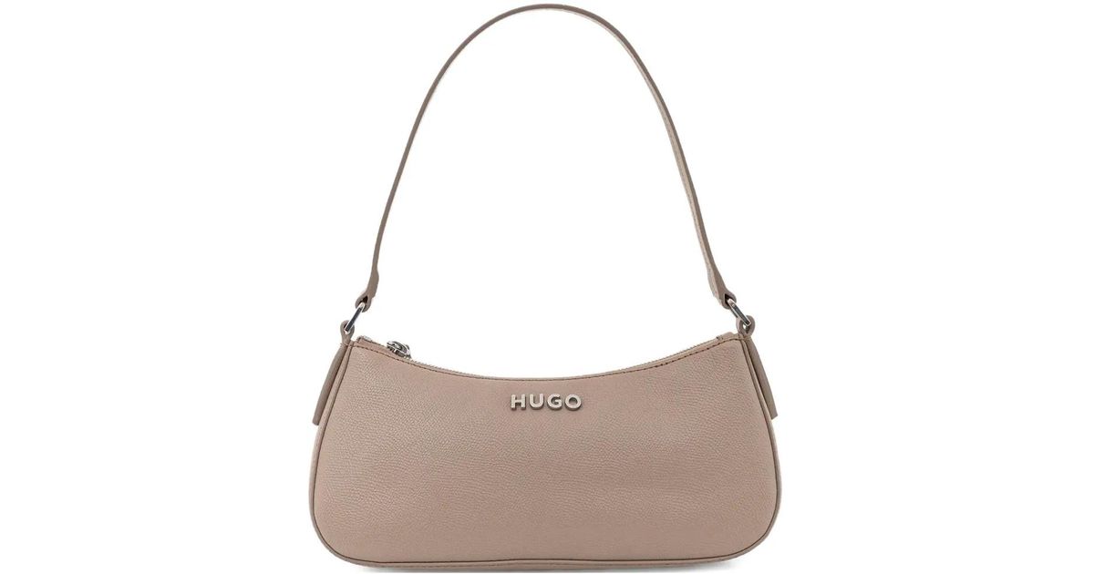 HUGO Logo-Lettering Shoulder Bag in Natural | Lyst UK