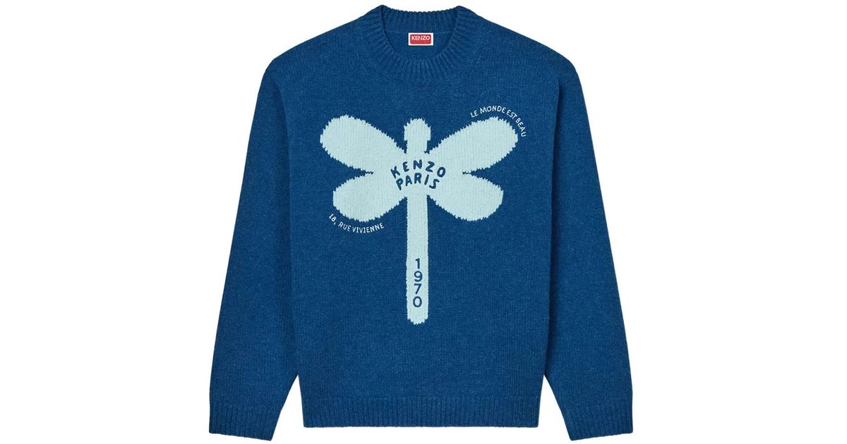 KENZO Dragonfly Sweater in Blue for Men | Lyst UK