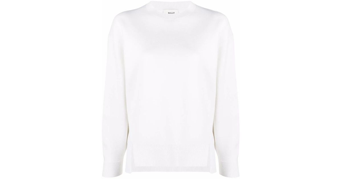 Bally Front-Slit Detail Jumper in White | Lyst UK
