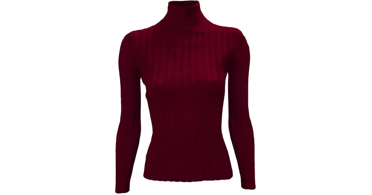 LA ROSE Ribbed Pullover in Red | Lyst