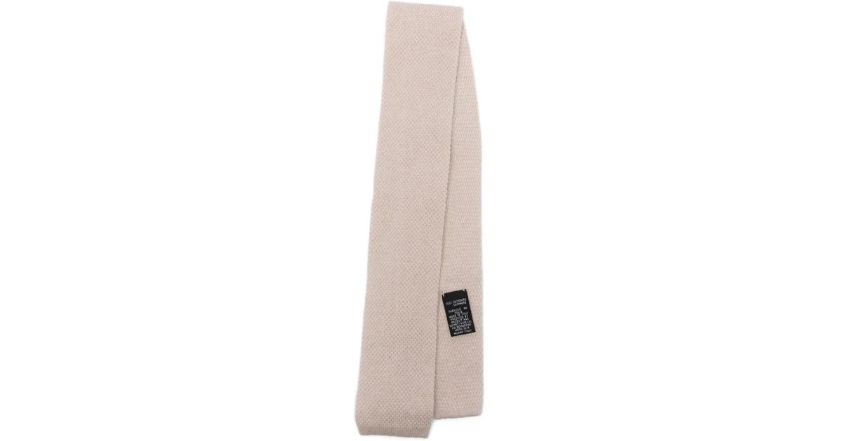 Eleventy Knitted Cashmere Tie in White for Men | Lyst UK
