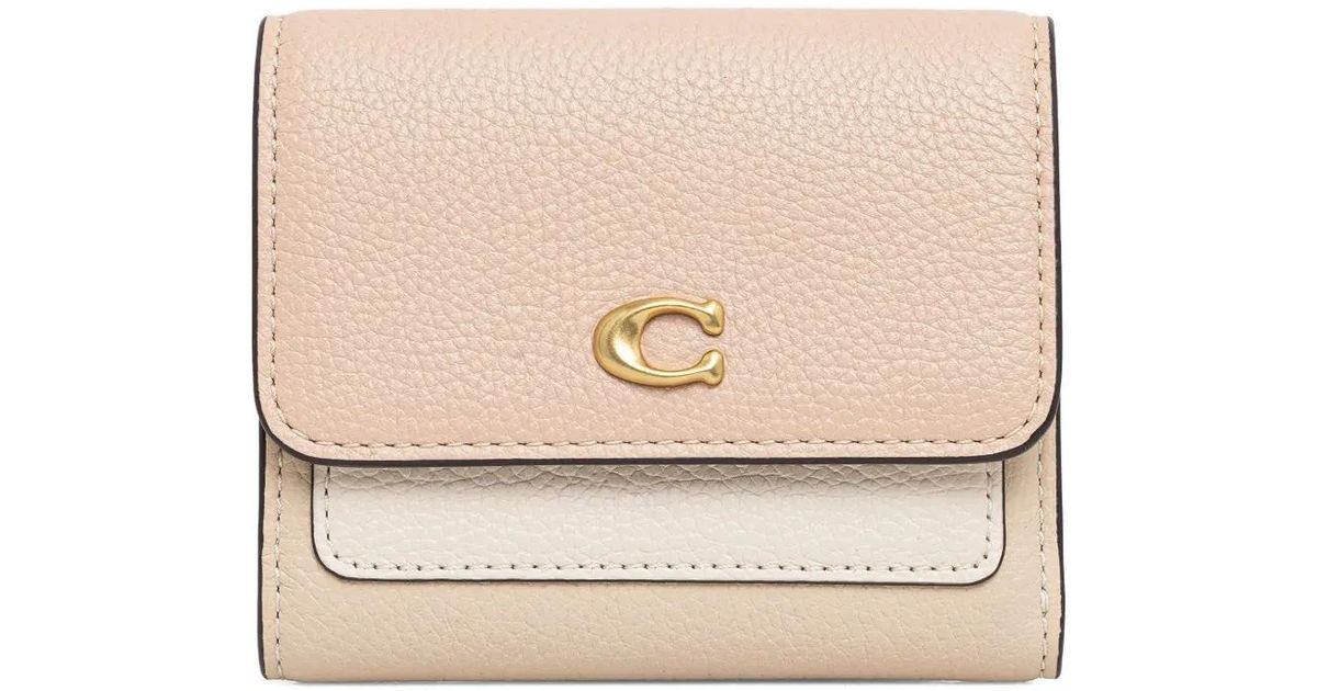COACH Logo-Plaque Wallet in Natural | Lyst UK