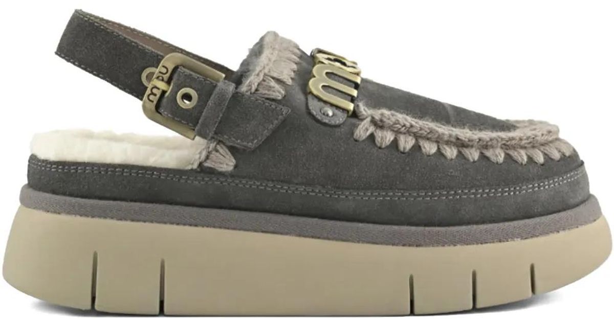 Mou Mules Bounce Clog Back Strap in Grey | Lyst UK