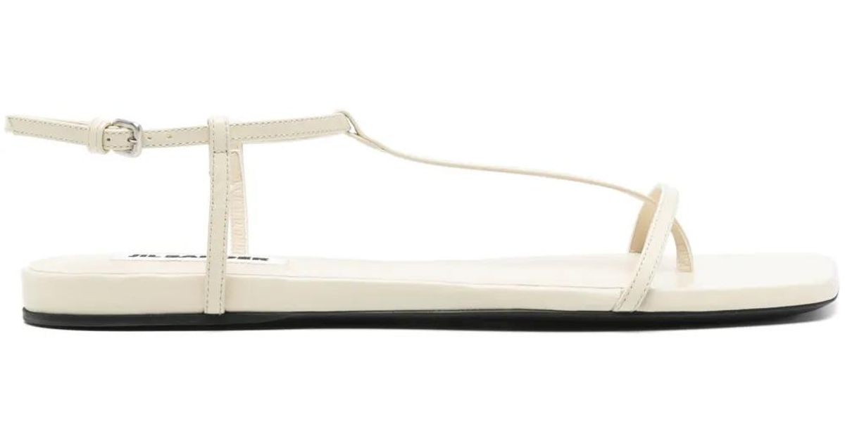 Jil Sander Square-Toe Thong Sandals in White | Lyst
