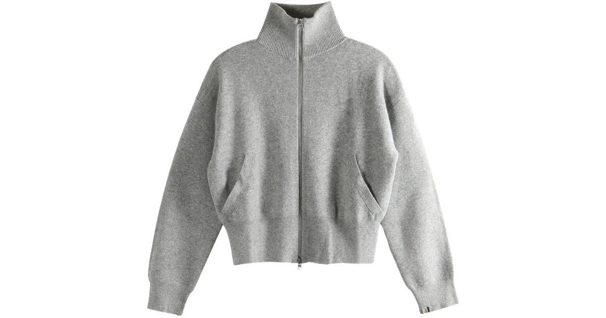 Extreme Cashmere Zip-Up Funnel-Neck Cashmere Cardigan in Grey | Lyst UK