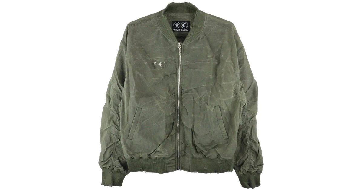THUG CLUB Charlie Bomber Jacket in Green for Men | Lyst