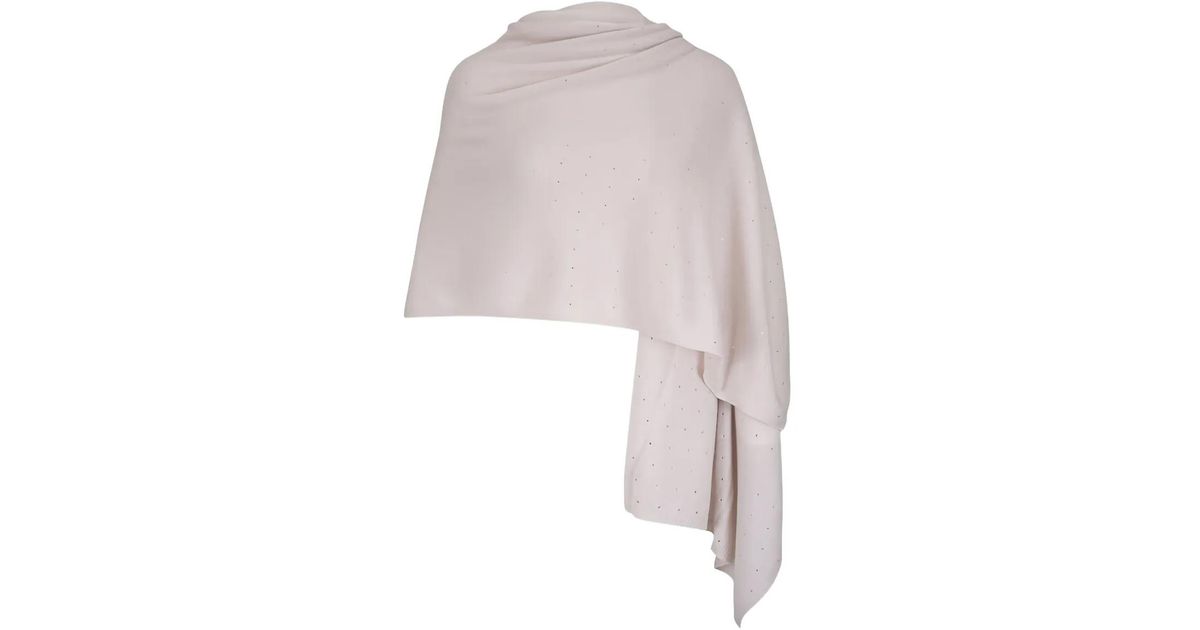 Kinross Cashmere Embellished Scarf in White | Lyst UK