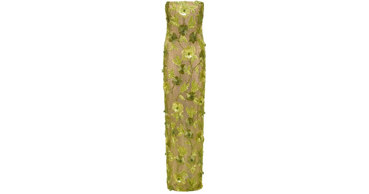 Rachel Gilbert Pierre Floral-Embellished Strapless Gown in Green | Lyst