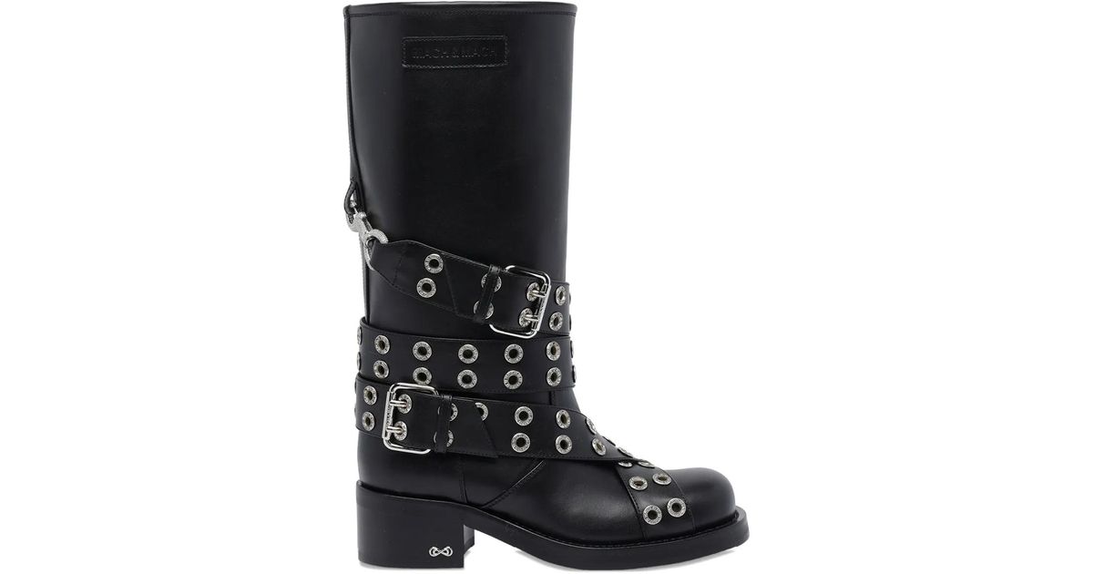 Mach & Mach 50Mm Buckle Belt Biker Boots in Black | Lyst