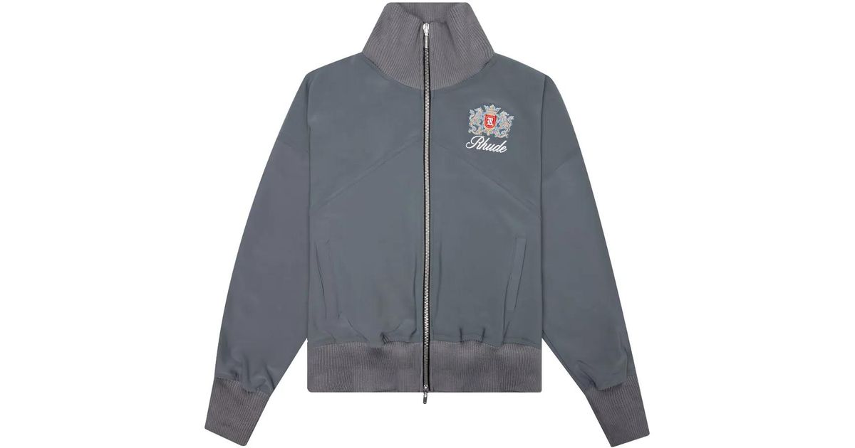 Rhude Brentwood Logo-Embroidered Bomber Jacket in Gray for Men | Lyst