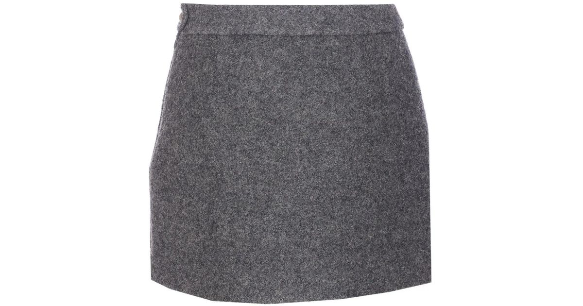 DUNST Zip Button Mini Skirt in Grey | Lyst UK