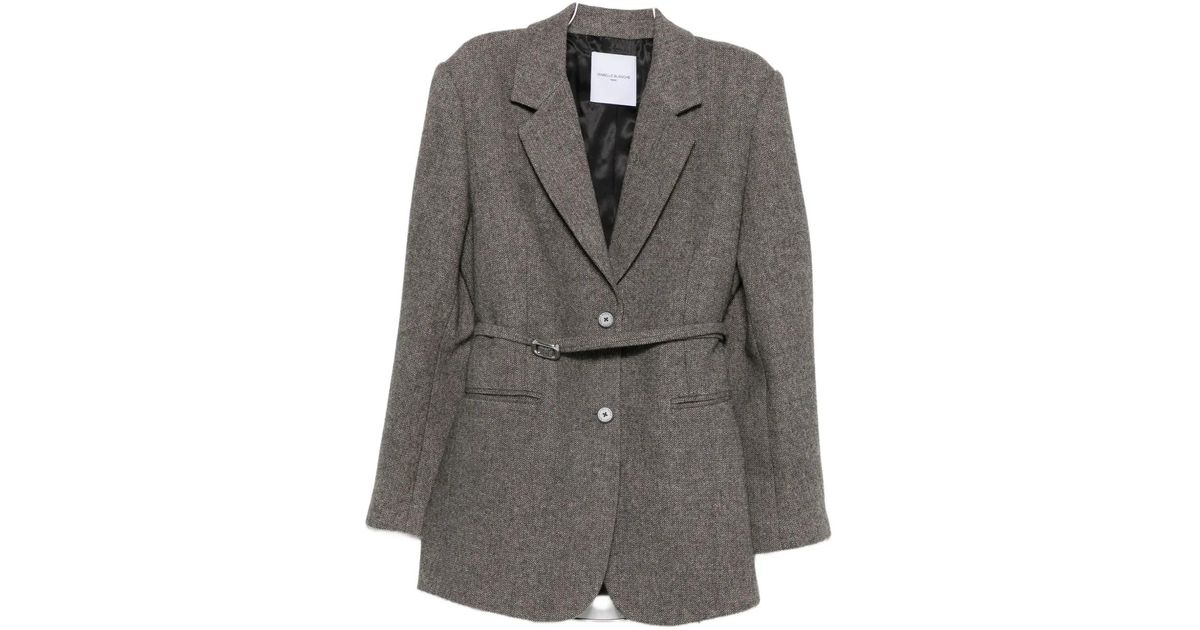 Isabelle Blanche Belted Blazer in Grey | Lyst UK