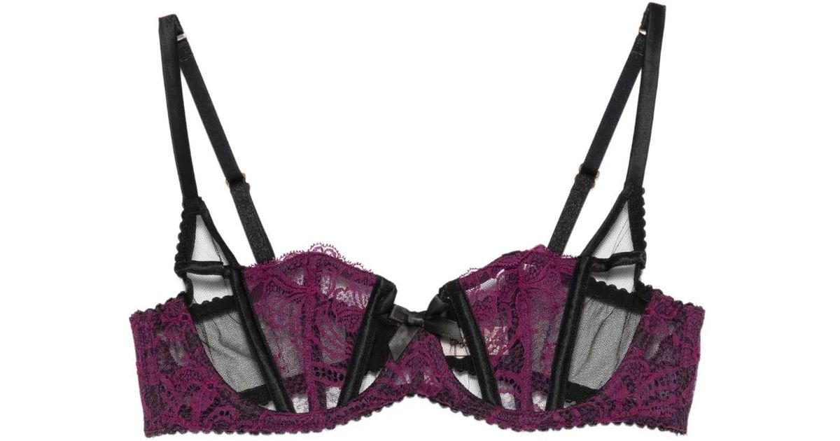 Agent Provocateur Rozlyn Lace-Trimmed Plunge Bra in Purple | Lyst UK