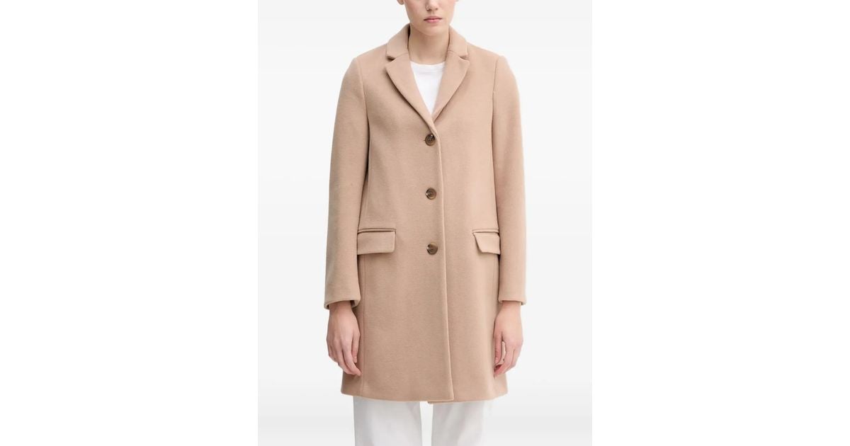 Benetton Button-Fastening Coat in Natural | Lyst UK