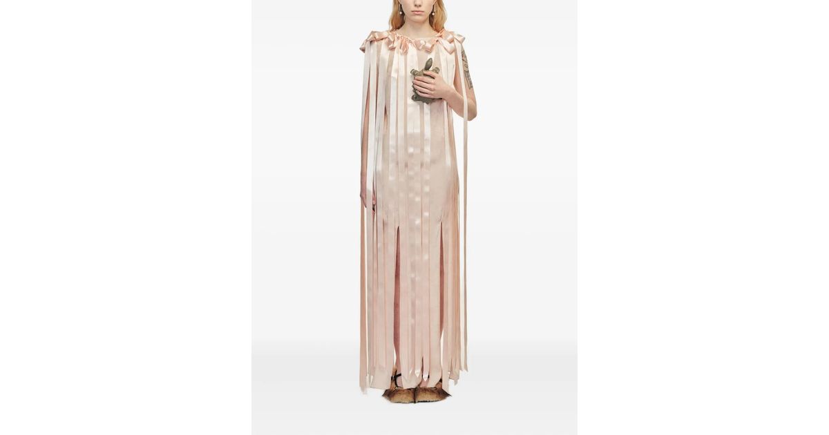 Simone Rocha Ribbon Tie Maxi Dress in Natural | Lyst UK