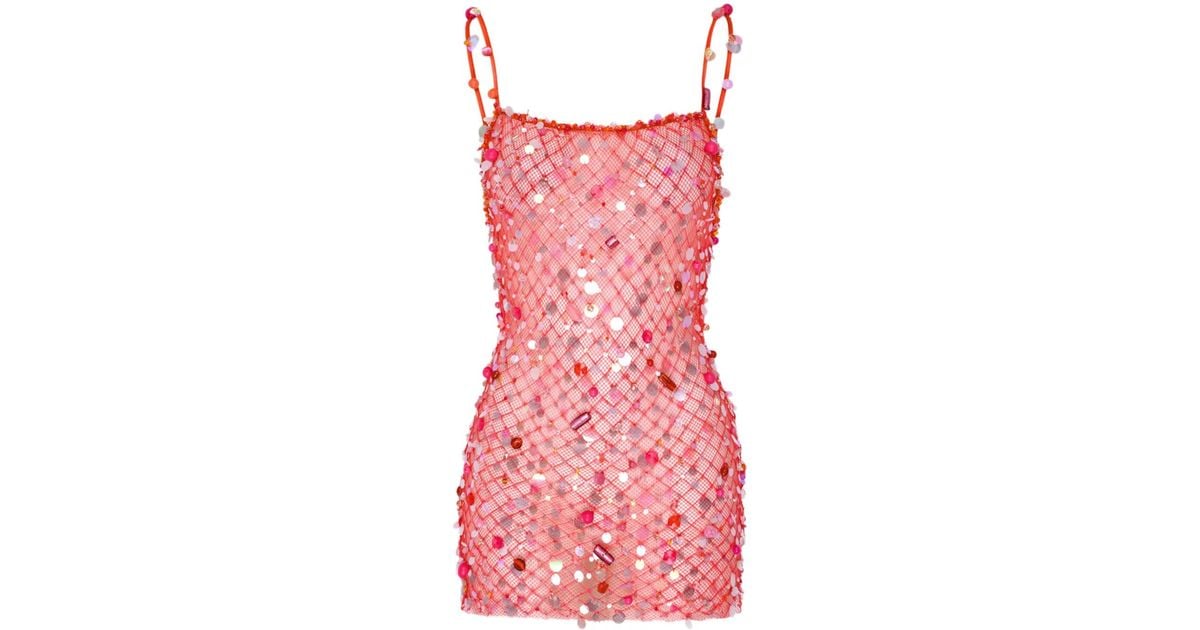 Roberta Einer Fishnet Mini Dress in Red | Lyst