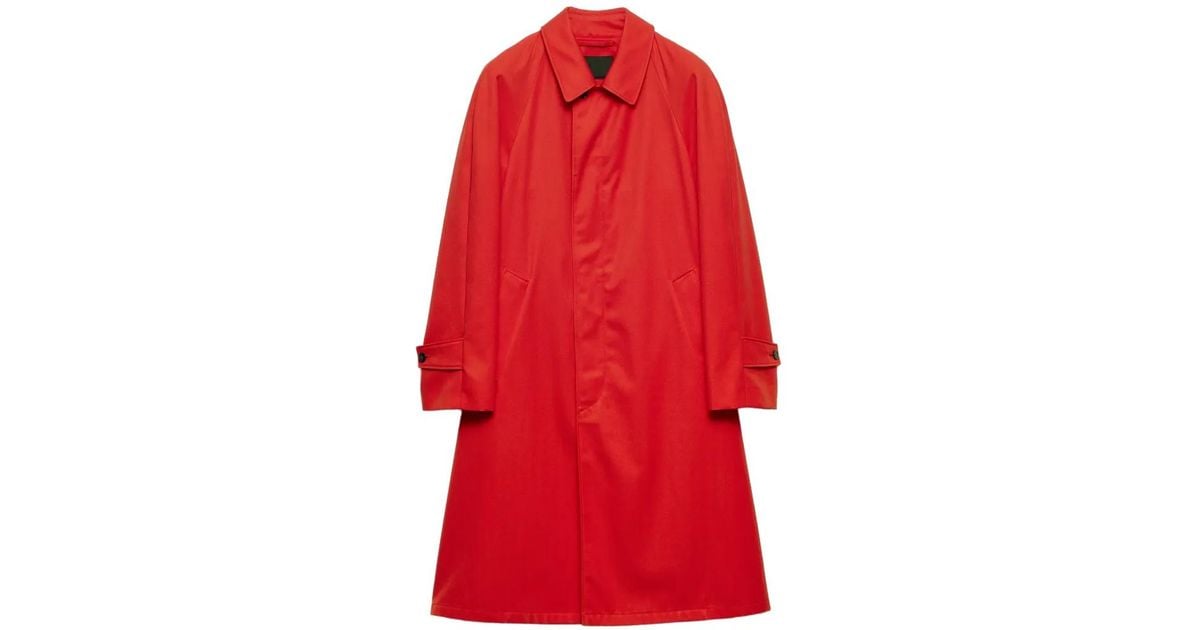 Prada Technical Gabardine Coat in Red for Men | Lyst UK