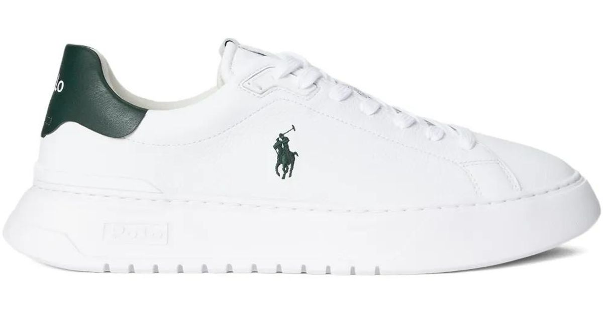 Polo Ralph Lauren Polo Player Logo Leather Sneakers in White for Men ...