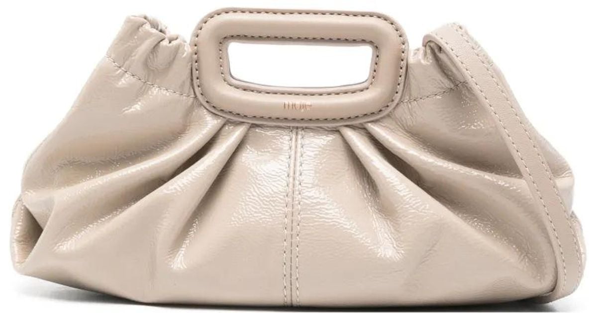 Maje Logo-Detail Gathered Tote Bag in Natural | Lyst