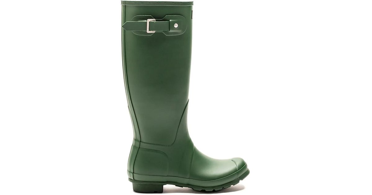 HUNTER Logo-Appliqué Rain Boots in Green | Lyst UK