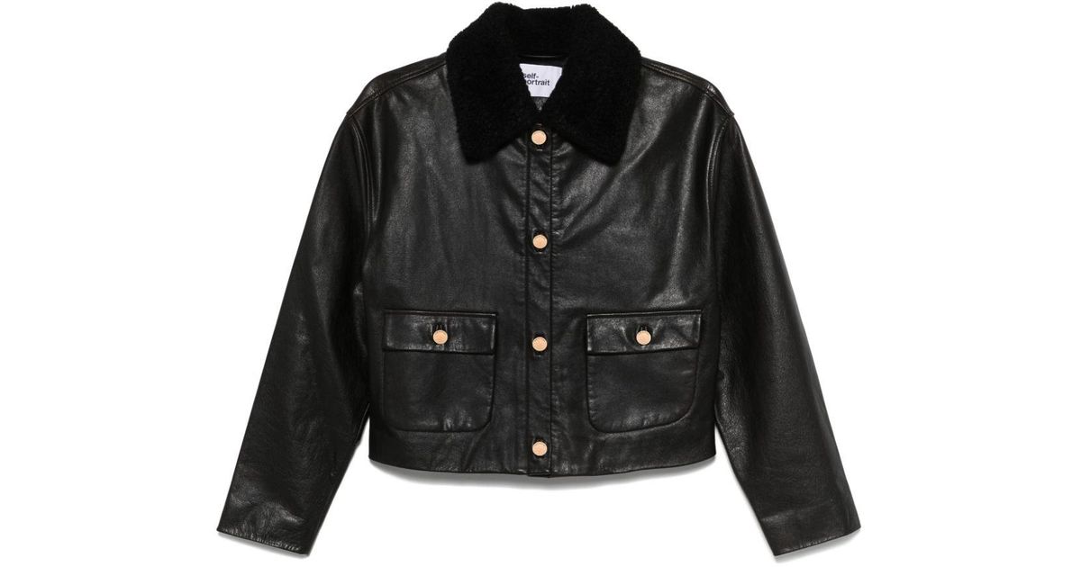 Self-Portrait Leather Jacket in Black | Lyst