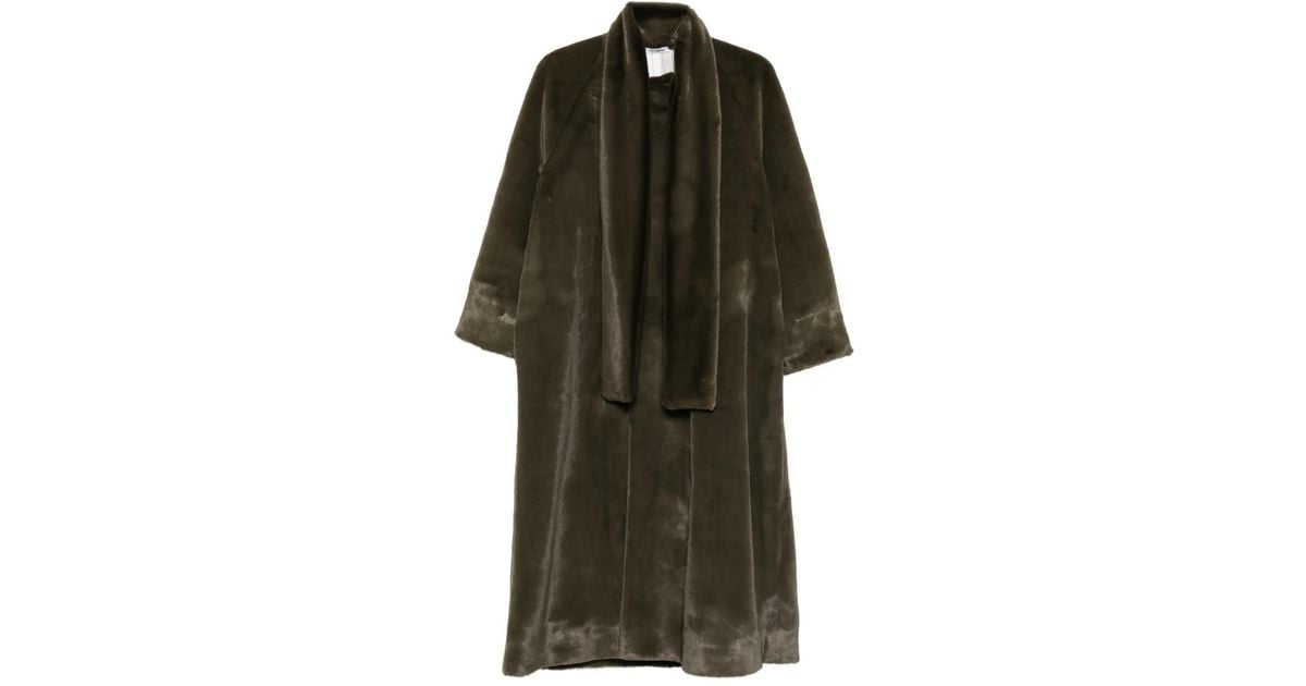 Parlor Scarf-Detail Faux-Fur Coat in Green | Lyst