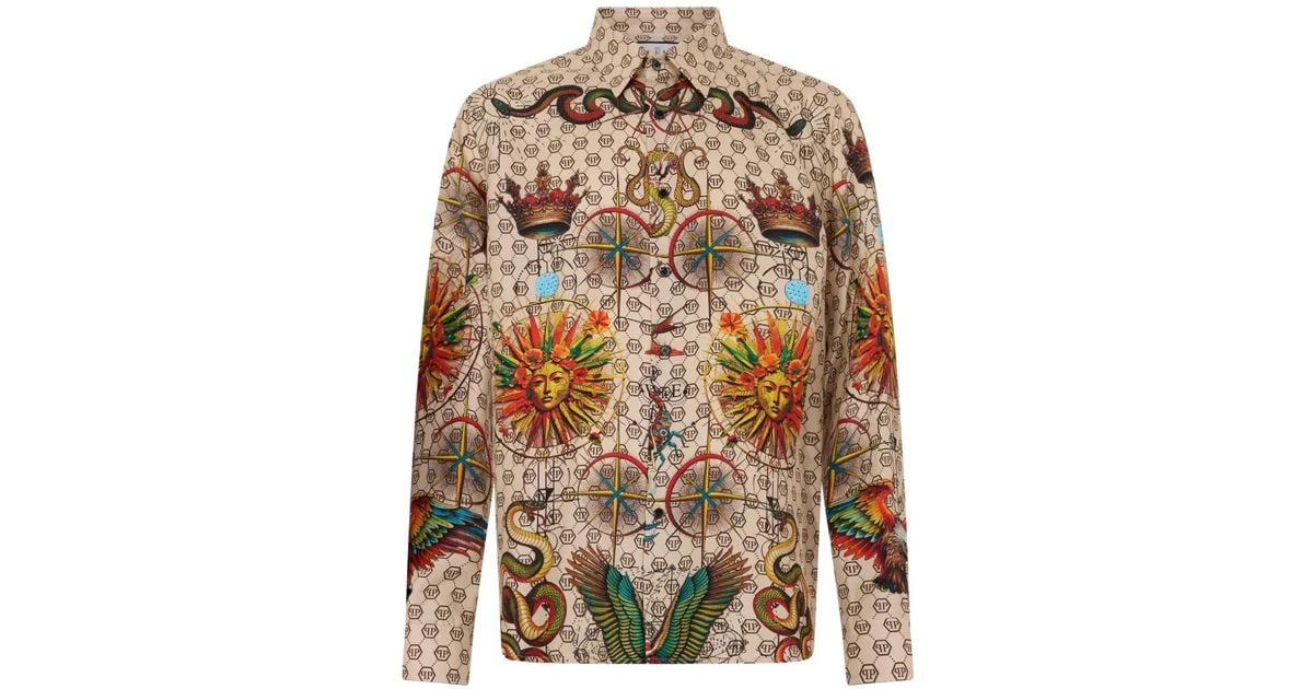 Philipp Plein Monogram Tattoo Shirt in White for Men | Lyst UK