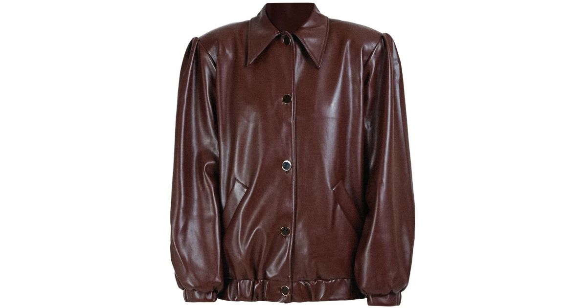 ROWEN ROSE Button-Fastening Collar-Pointed Jacket in Brown | Lyst UK