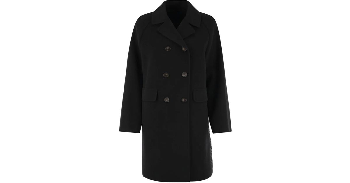 Weekend by Maxmara Quilted Wool Double-Breasted Coat in Black | Lyst