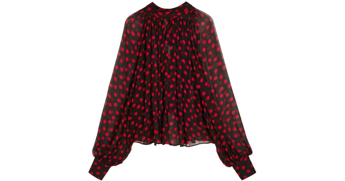 Ronny Kobo Polka-Dot Blouse in Red | Lyst UK
