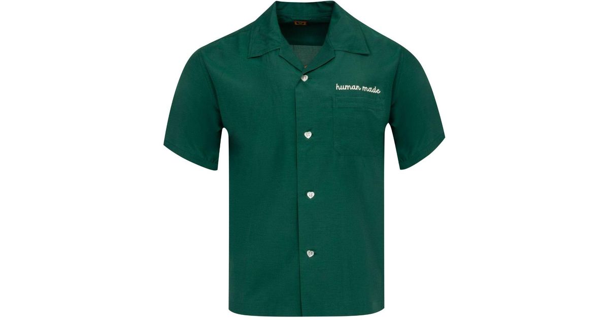 Human Made Logo-Embroidered Short-Sleeve Shirt in Green for Men | Lyst UK
