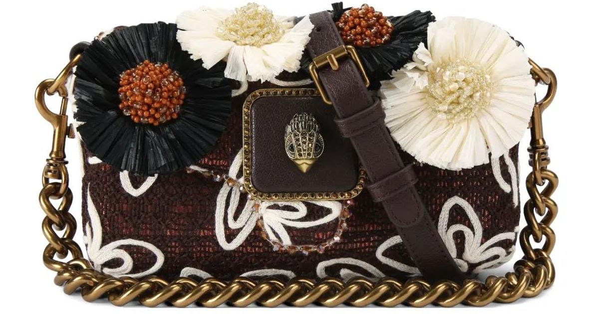 Kurt Geiger Mini Pimlico Flower-Appliqué Shoulder Bag in Black | Lyst