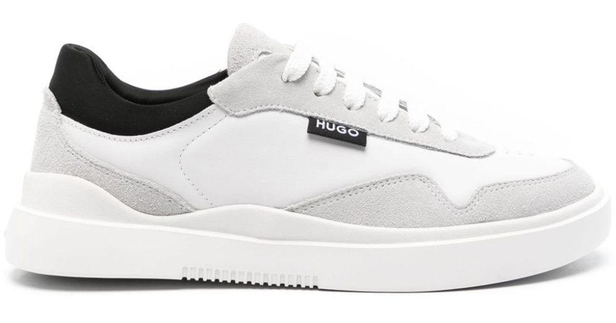 HUGO Embossed-Logo Sneakers in White | Lyst
