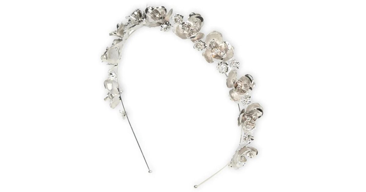 Jennifer Behr Larena Floral Headband in Metallic | Lyst UK