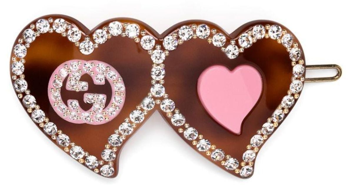 Gucci Gg Hearts Hair Clip in Pink | Lyst UK