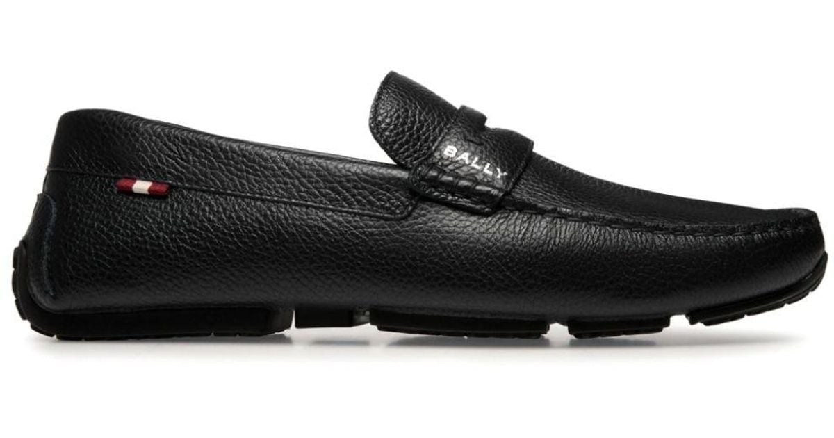 Bally Pilot Driver Grained Leather Loafers in Black for Men | Lyst