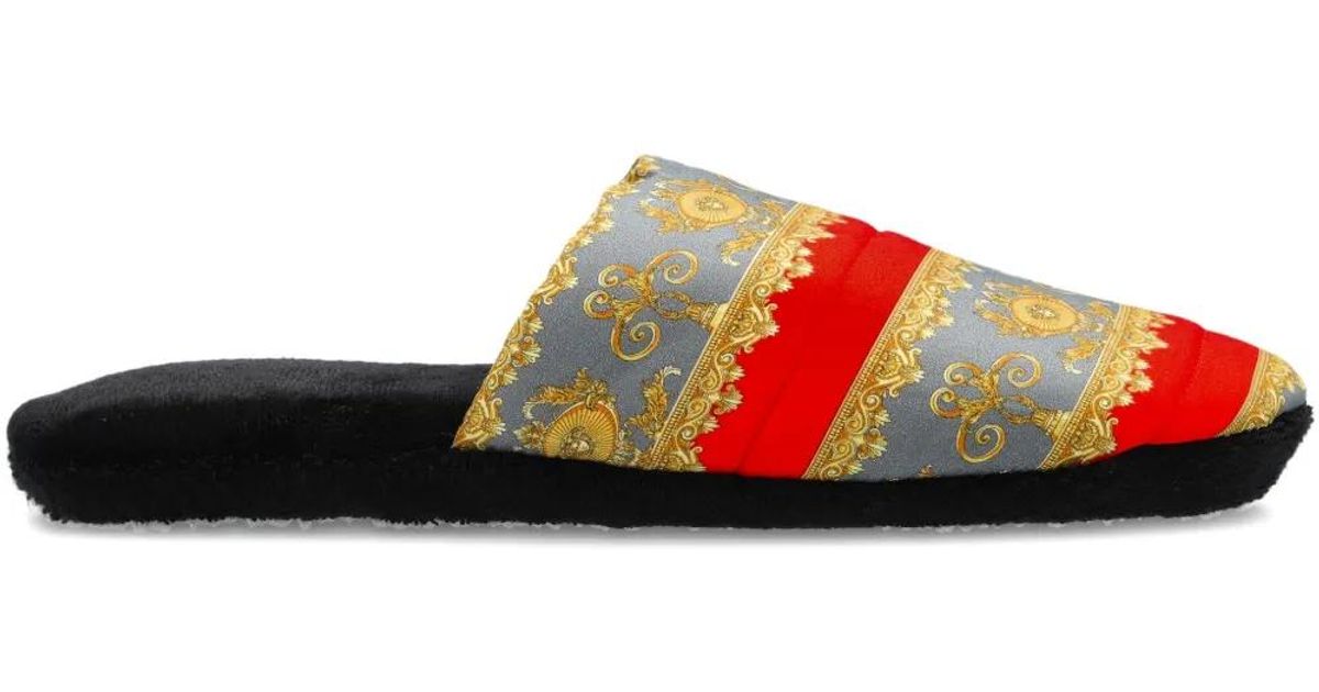 Versace Barocco Stripe Slippers in White | Lyst UK