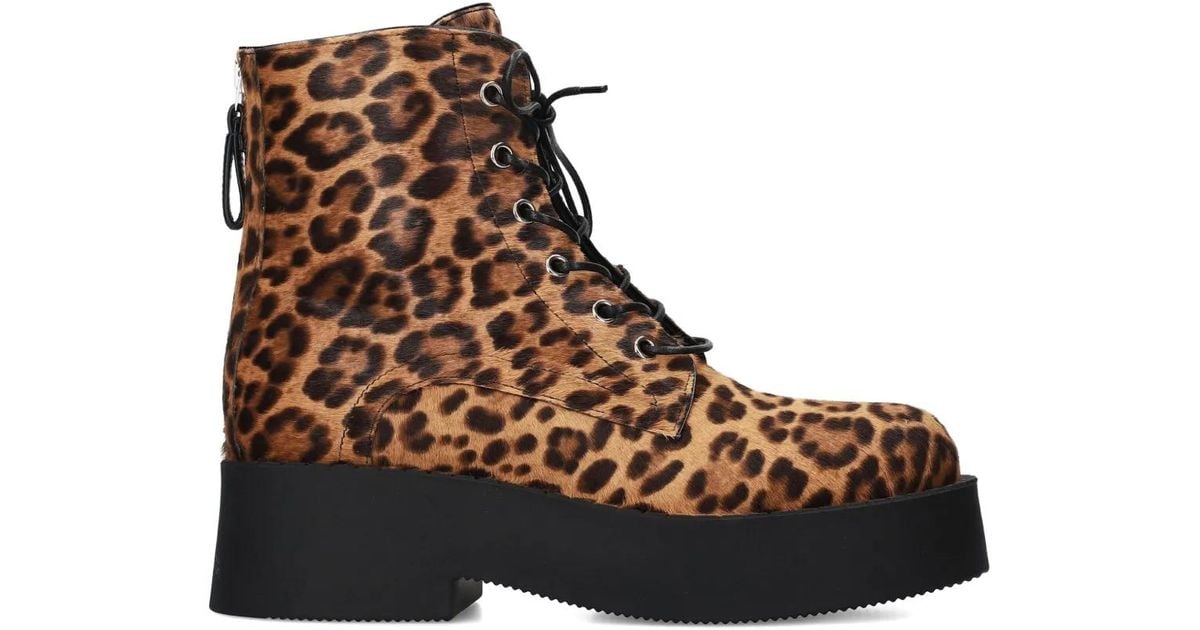 Premiata Leopard-Print Platform Lace-Up Shoes in Brown | Lyst